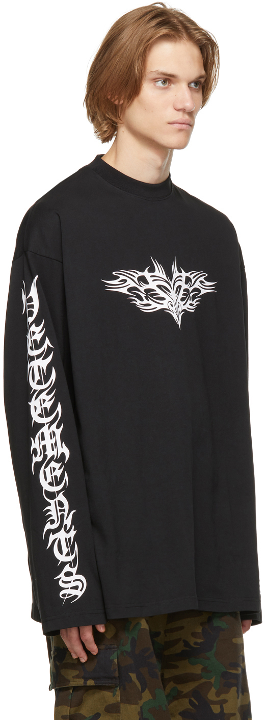Vetements Black Gothic Logo Long Sleeve T-Shirt In Black / White